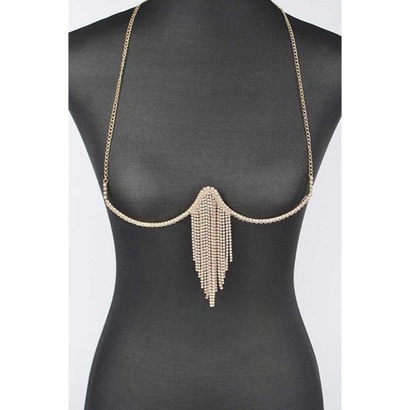 Accessories | Fringe Rhinestone Iconic Bra Silver Chain | Poshmark